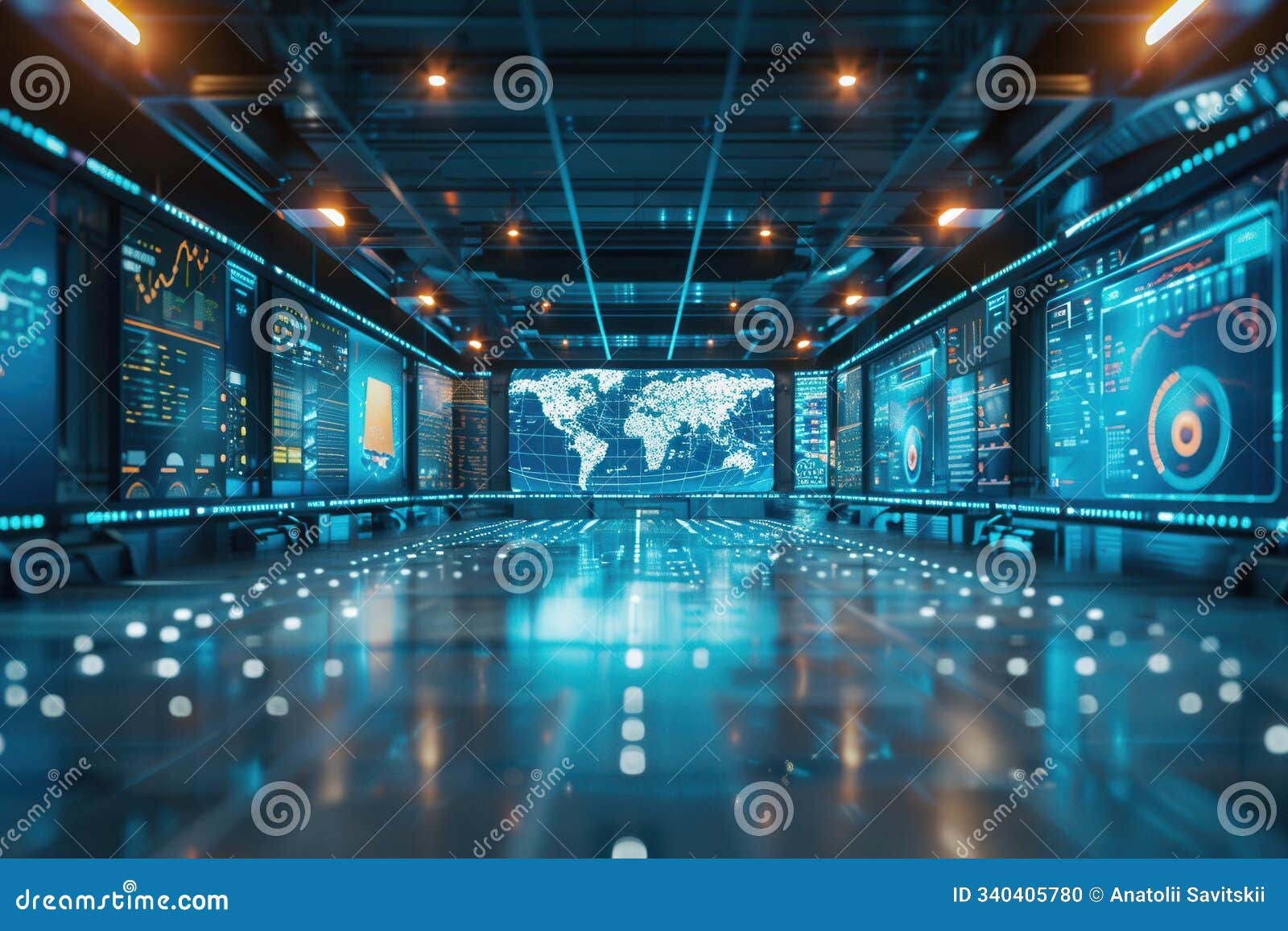 A Modern Logistics Control Center Showcases Multiple Large Screens ...