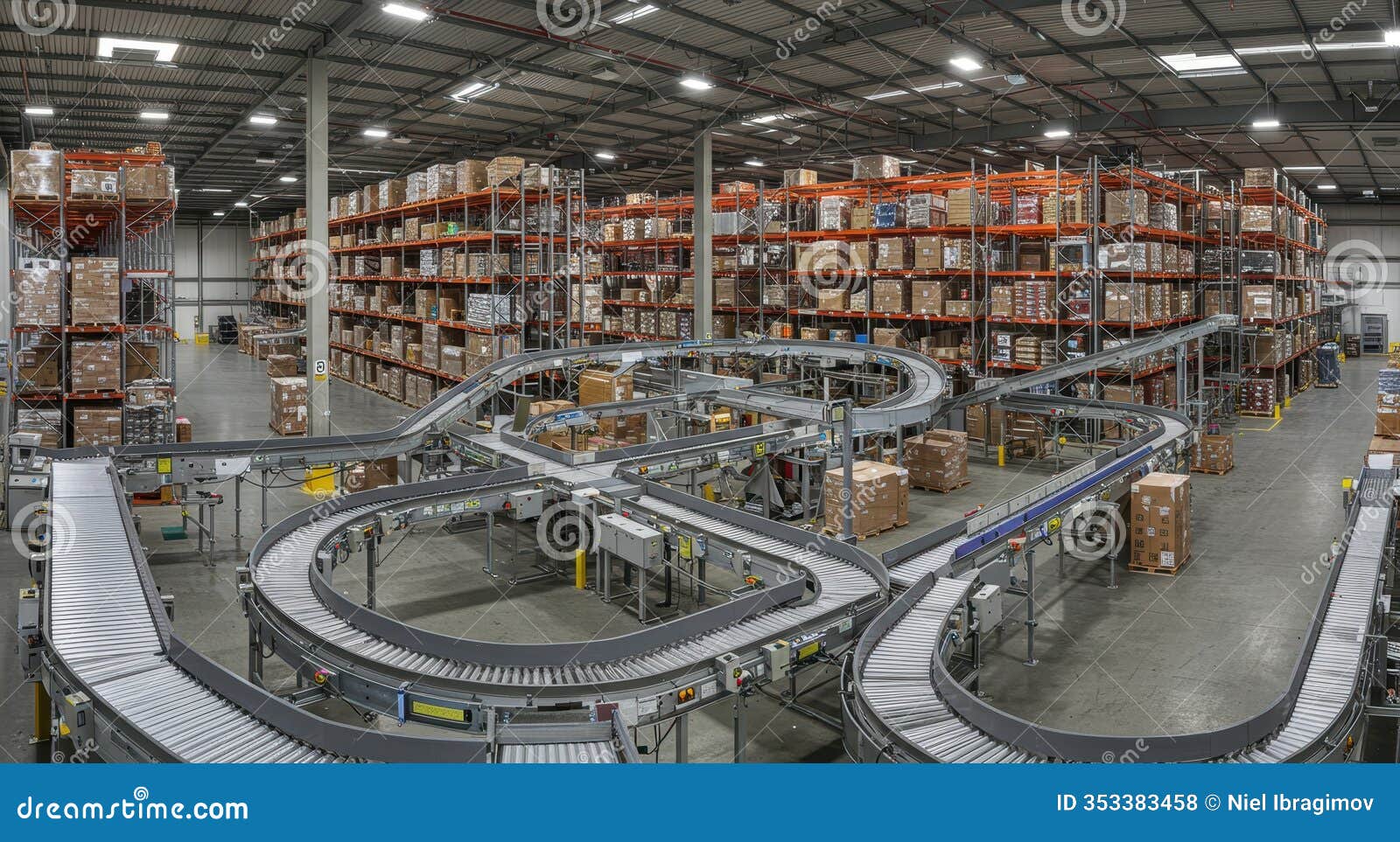 Modern Logistics and Distribution Center with Conveyor System and ...