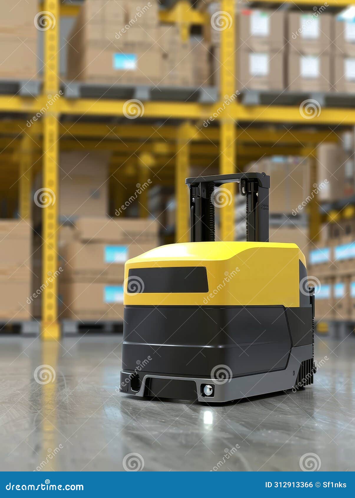 In a Modern Logistics Warehouse, an Autonomous Delivery Robot Equipped ...