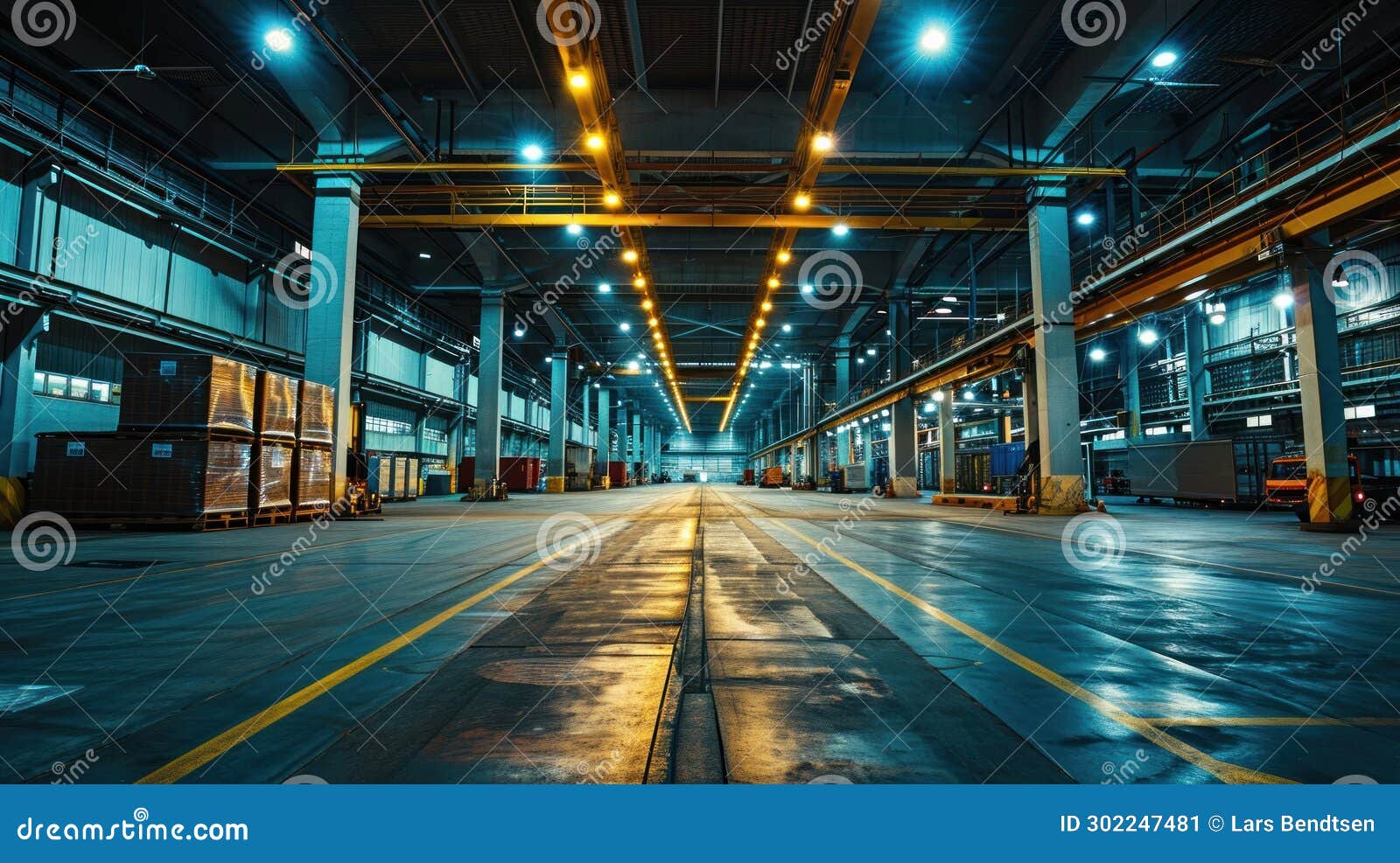Modern Logistics Warehouse with Bright Lights - AI Generated Stock ...