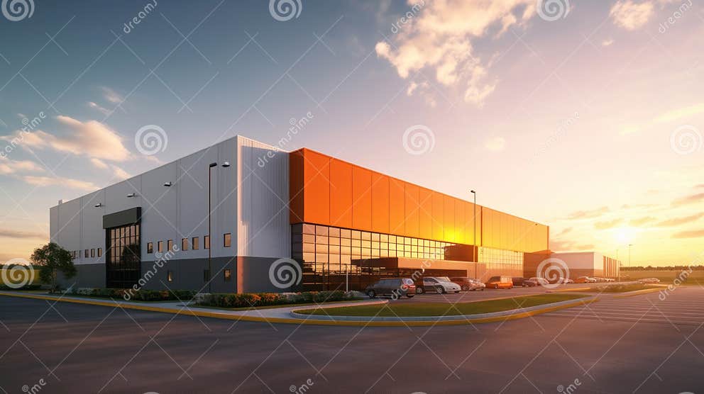 A Modern Logistics Warehouse Building Structure Stock Image - Image of ...