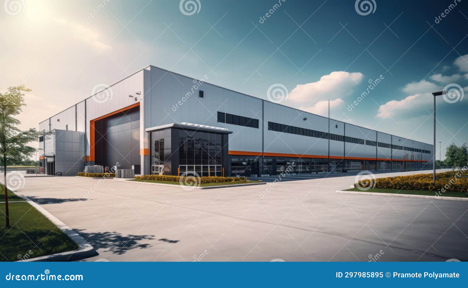 A Modern Logistics Warehouse Building Structure Stock Illustration ...