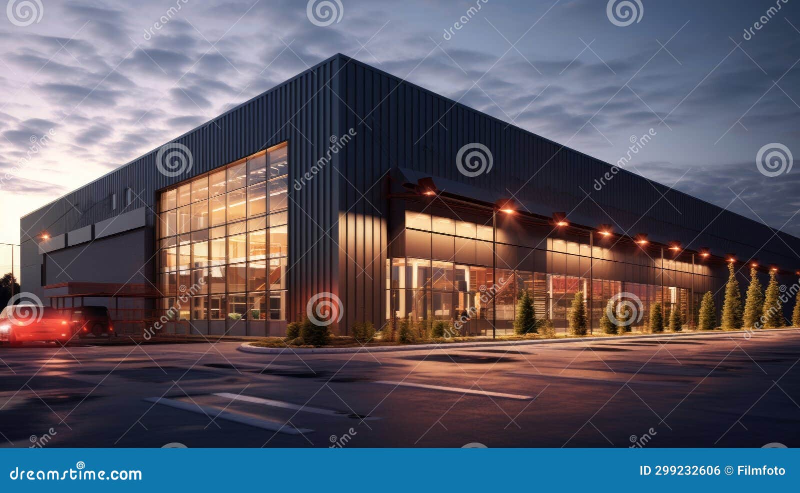 Modern Logistics Warehouse Illuminated. Stock Photo - Image of ...