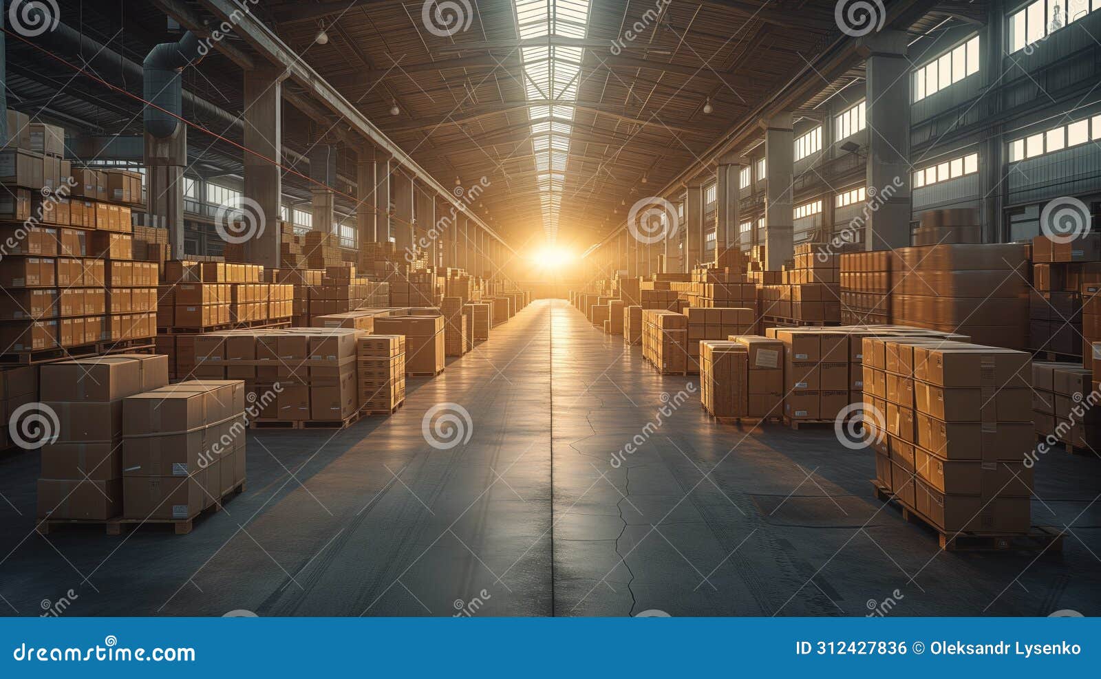Modern Logistics Warehouse Interior Stock Illustration - Illustration ...