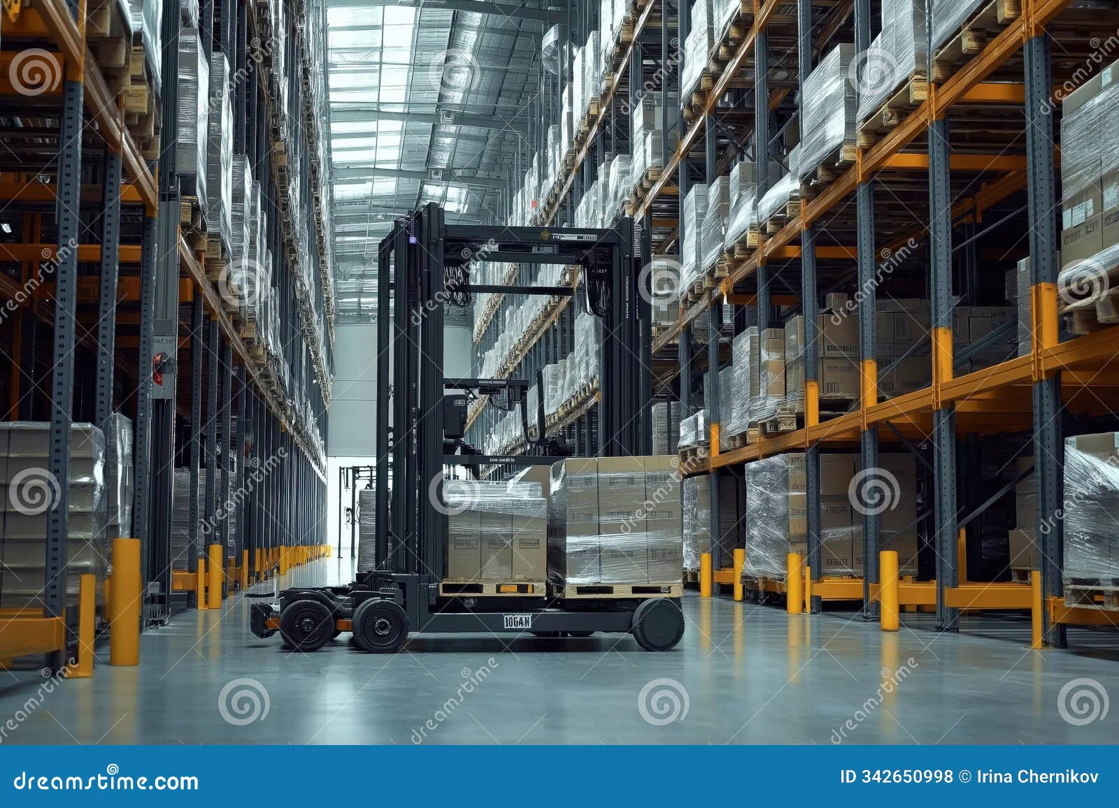 Modern Logistics Warehouse Scene Featuring Minimalistic Design Stock ...