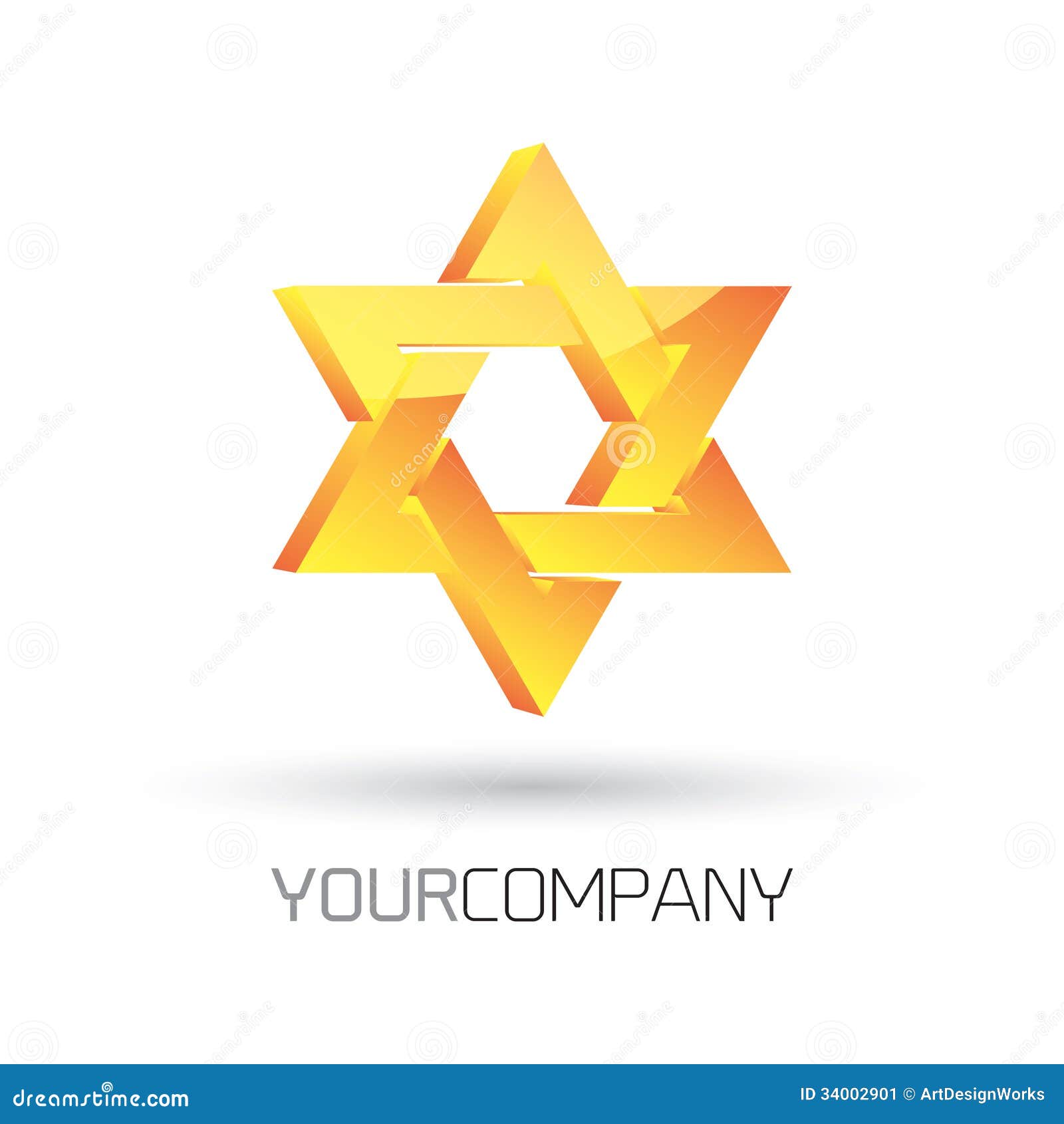 3d six pointed golden star stock vector. Illustration of logo - 34002901