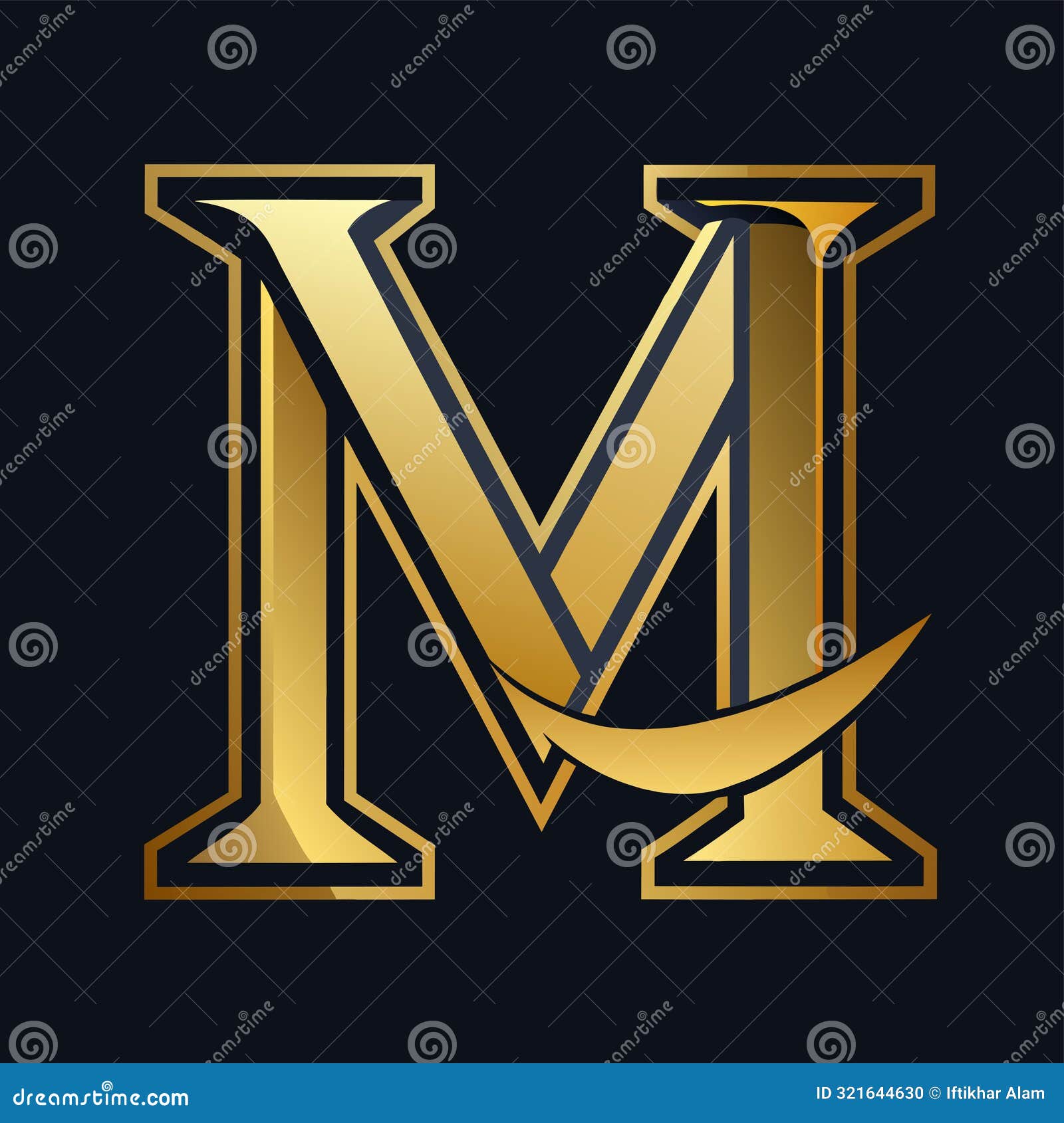 A Modern Logo Design Featuring the Letter M in a Bold, Gold Liner Style ...