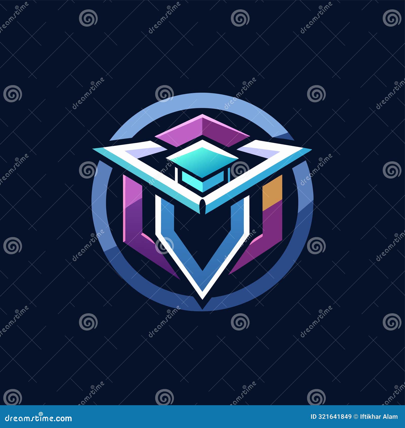 A Modern Logo Design Featuring a Stylized Graduation Cap within a ...