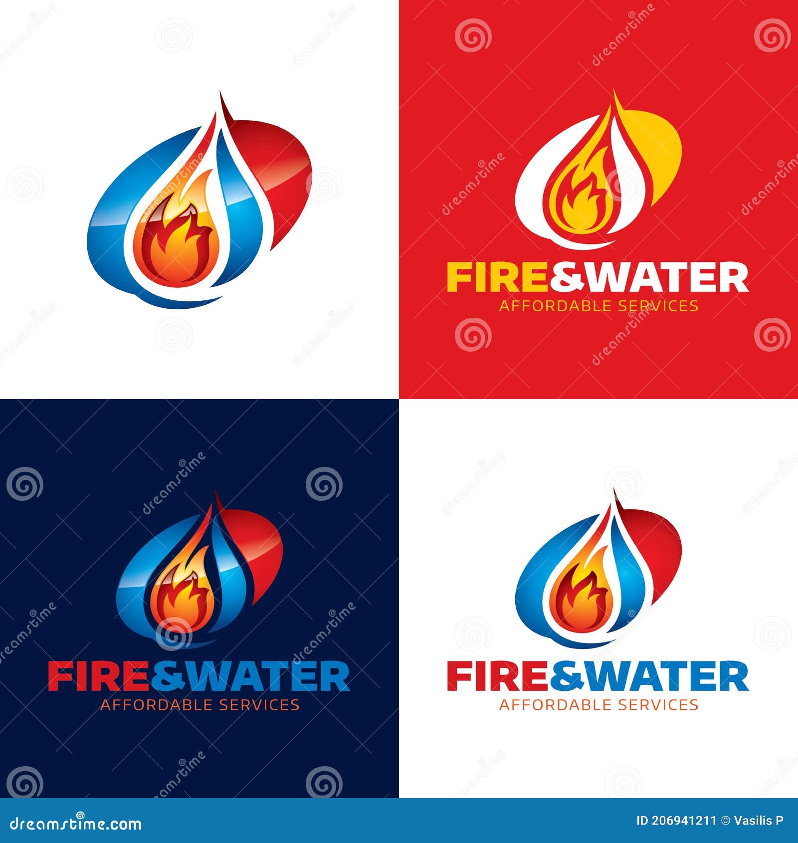 Fire and Water Restoration Icon and Logo Stock Vector - Illustration of ...