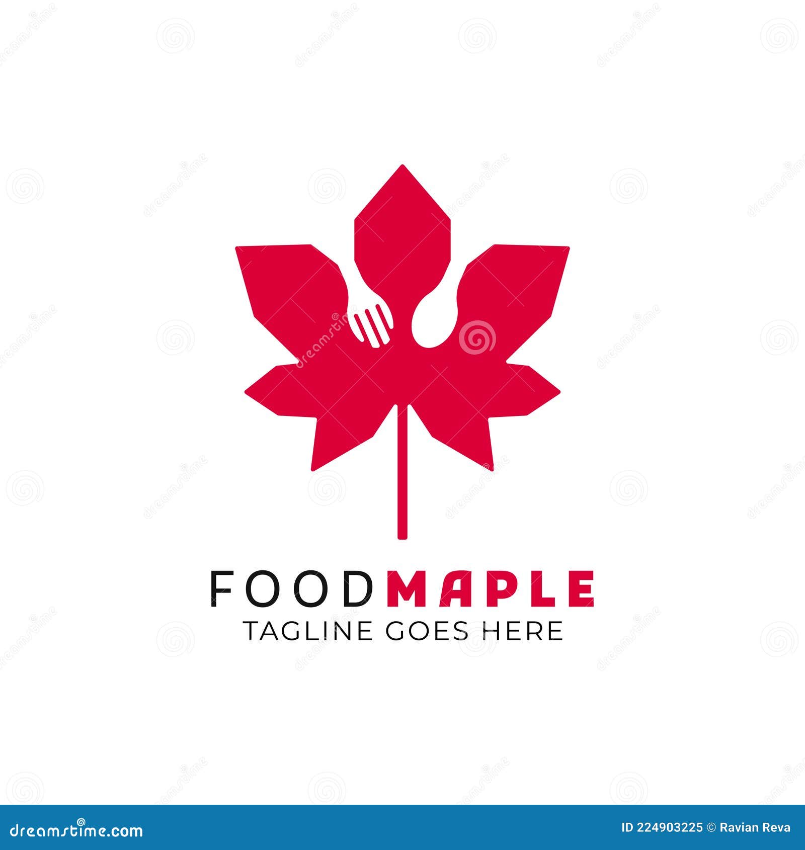 FOODMAPLE LOGO CONCEPT, MODERN ICON of a MAPLE LEAF with NEGATIVE SPACE ...