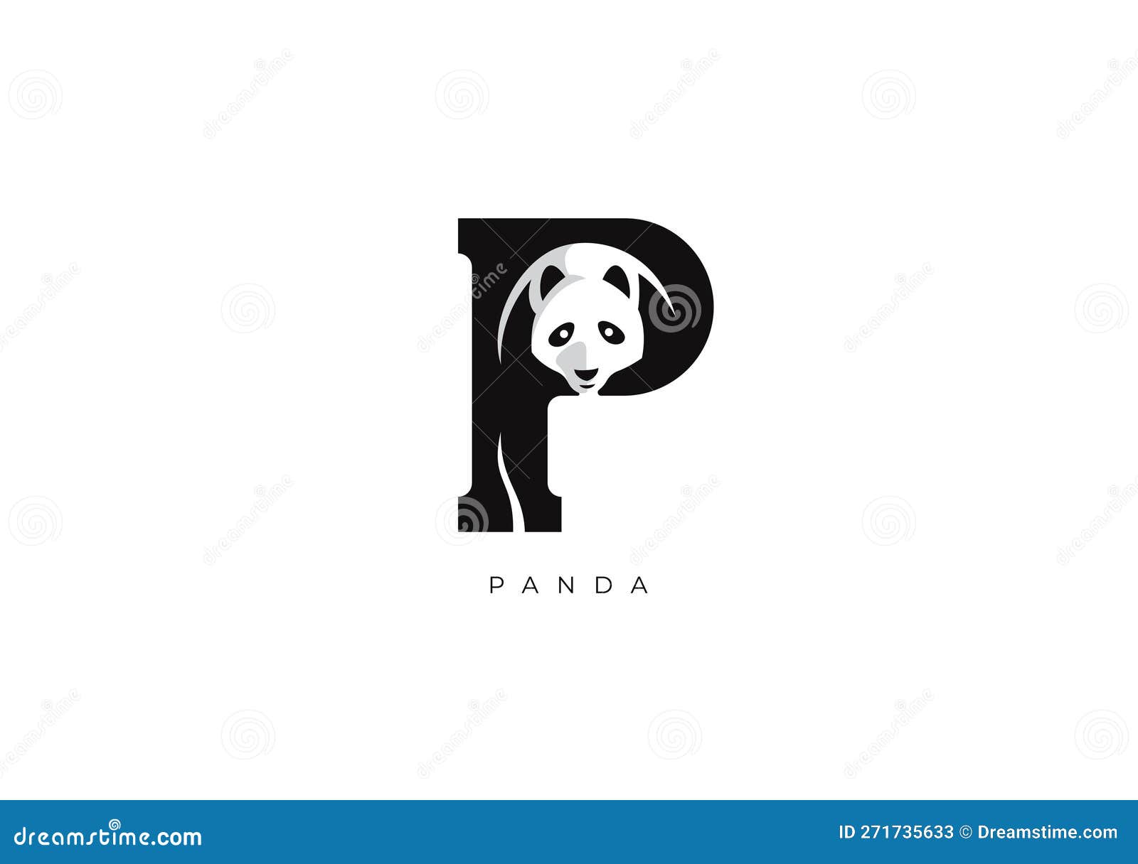 PANDA P MONOGRAM, VECTOR LOGO, WHITE BACKGROUND Stock Vector ...
