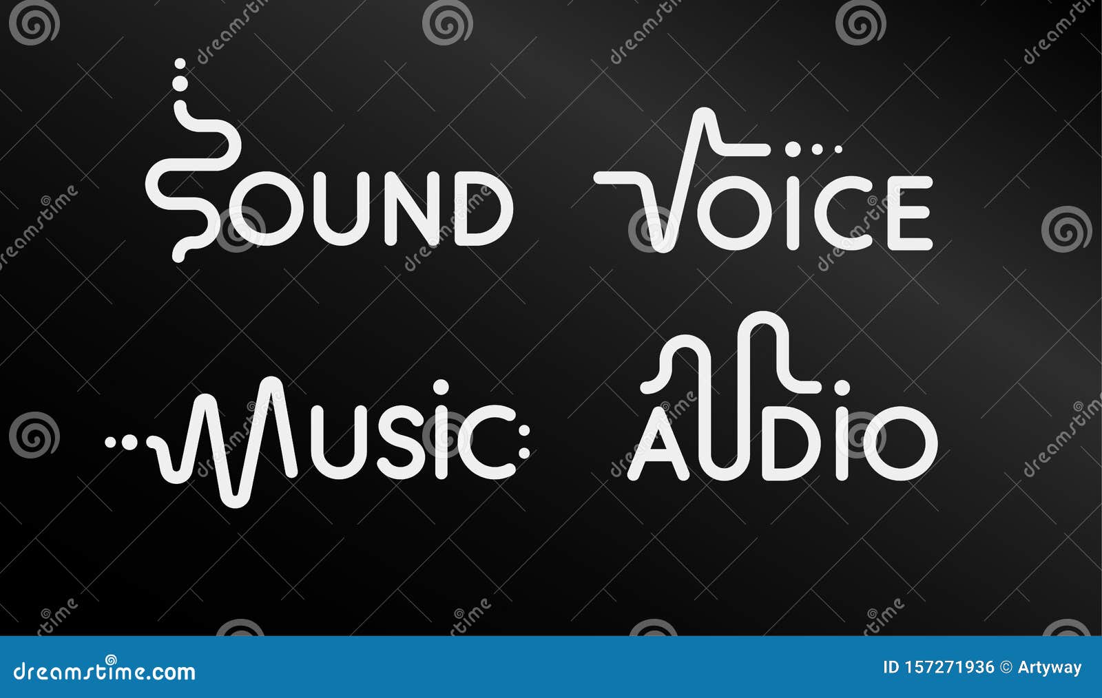 Modern Logo Set of Music App. Vector Creative Emblems on Black ...
