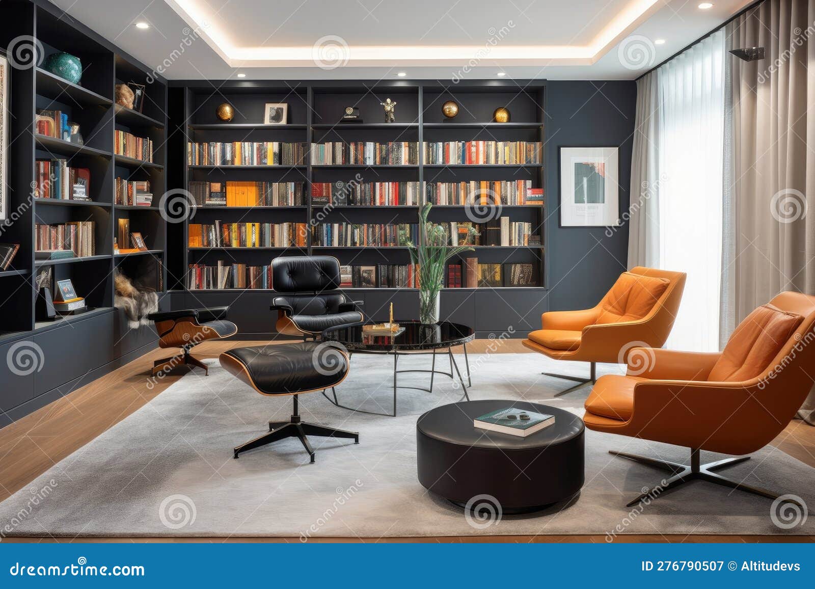 Modern-looking Library with Sleek Furniture and Contemporary Design ...