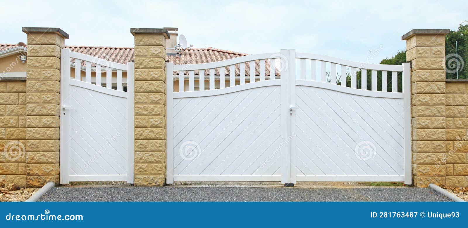Modern-looking White Aluminium Gate Stock Image - Image of door, access ...