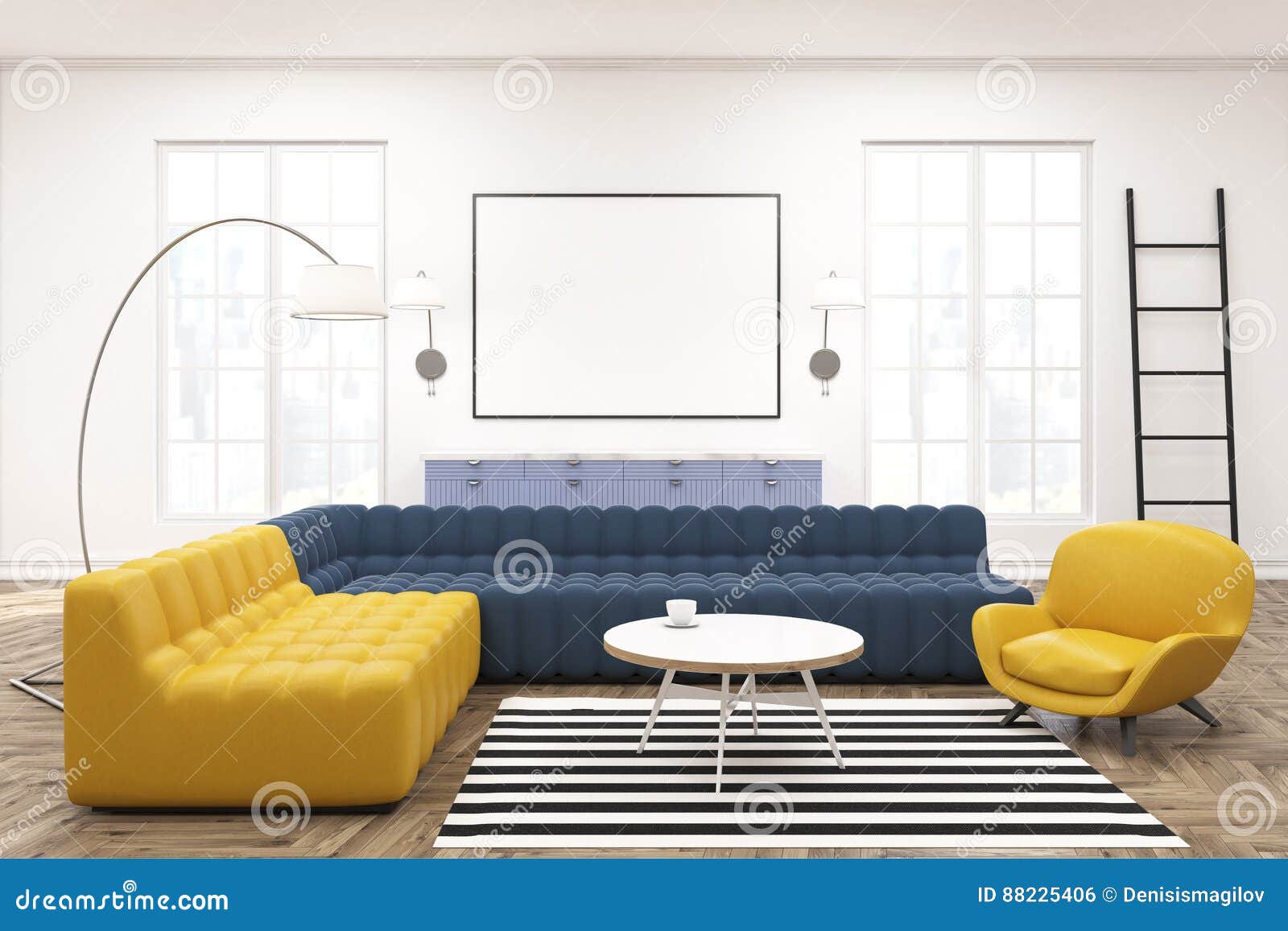 Modern Lounge Interior, Poster, Sofas Stock Illustration - Illustration ...