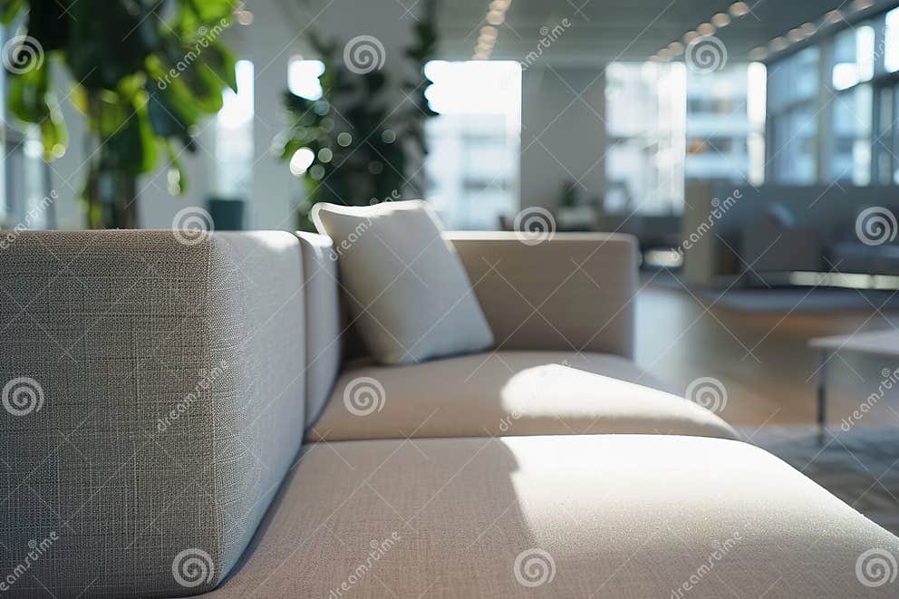 Modern Lounge Seating in Sunlit High Definition Interior Stock Image ...