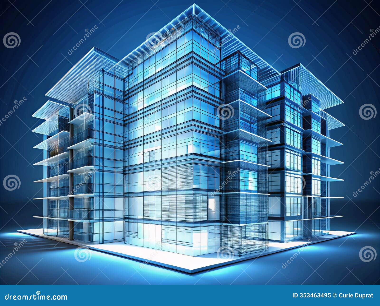 Modern LShaped Apartment Building Wireframe 3D Architectural Design for ...