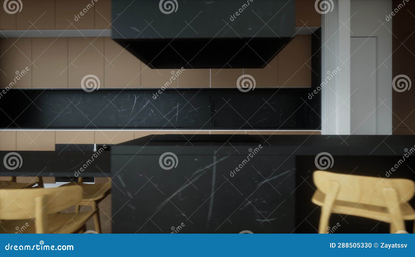 Modern Luxurious Kitchen Interior Design, 3d Render Animation Stock ...