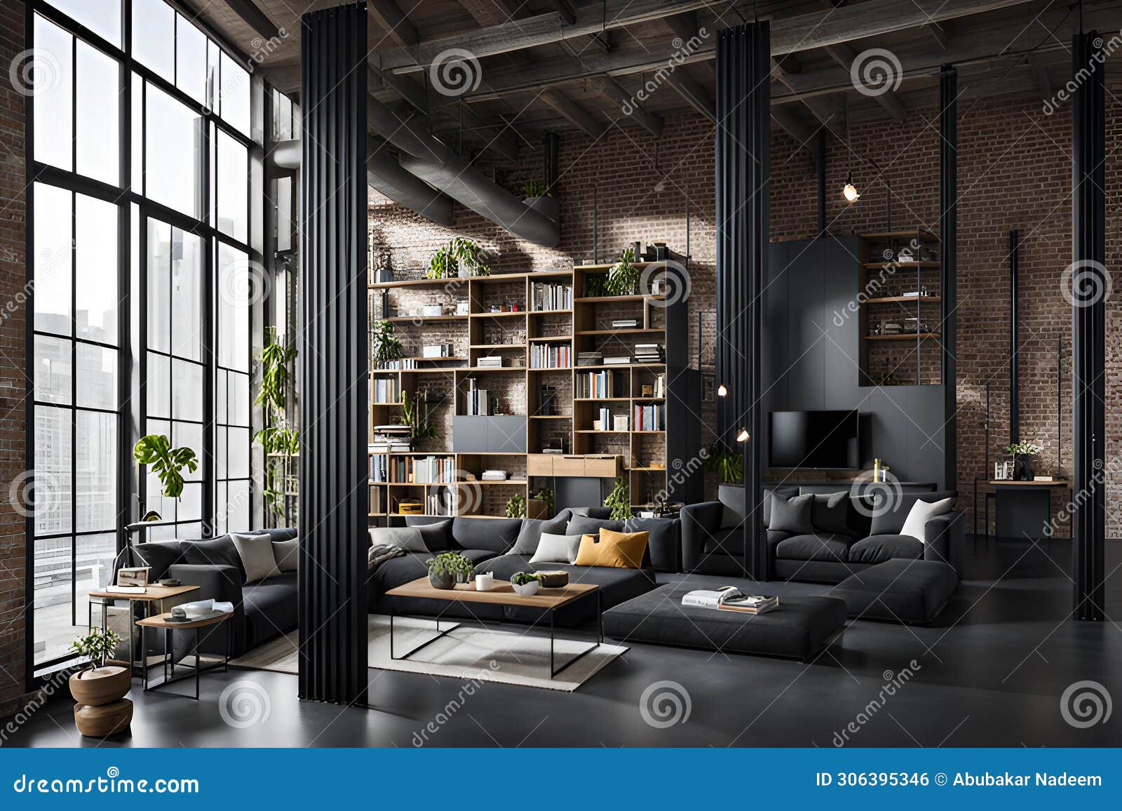 A Modern and Luxurious Matte Black Room Interior Stock Illustration ...