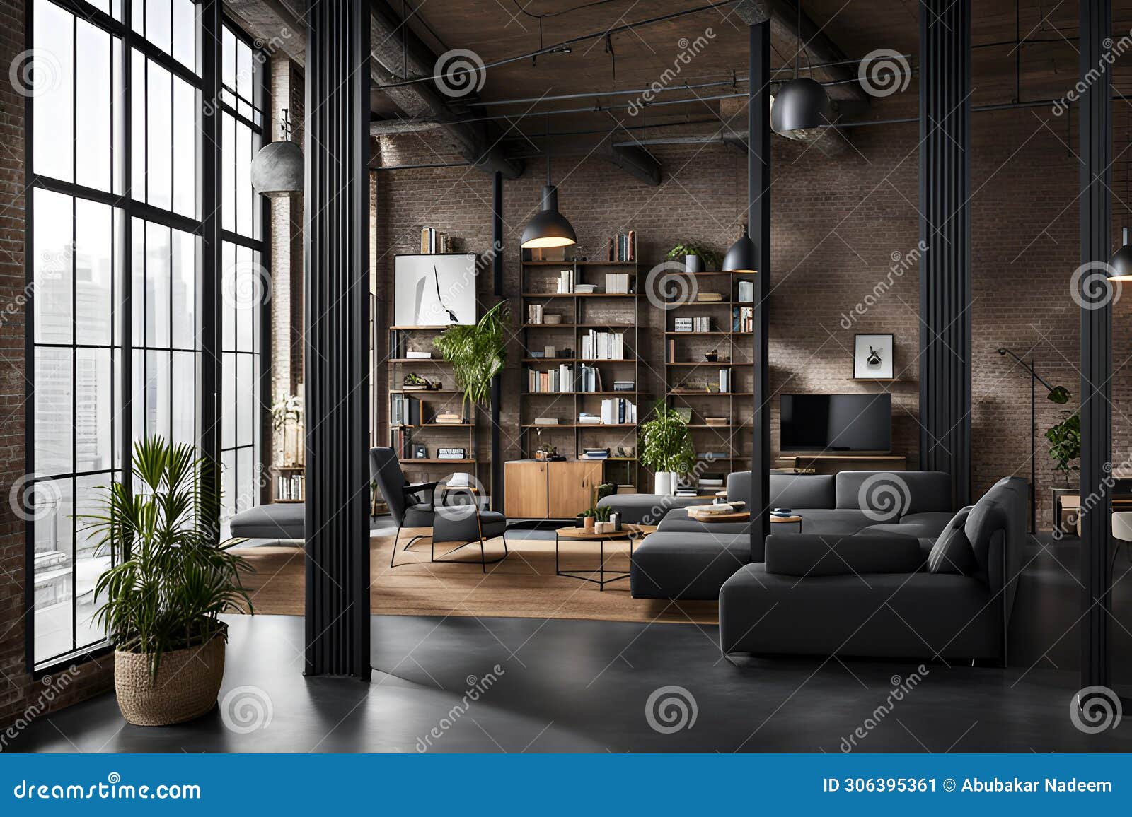 A Modern and Luxurious Matte Black Room Interior Stock Illustration ...