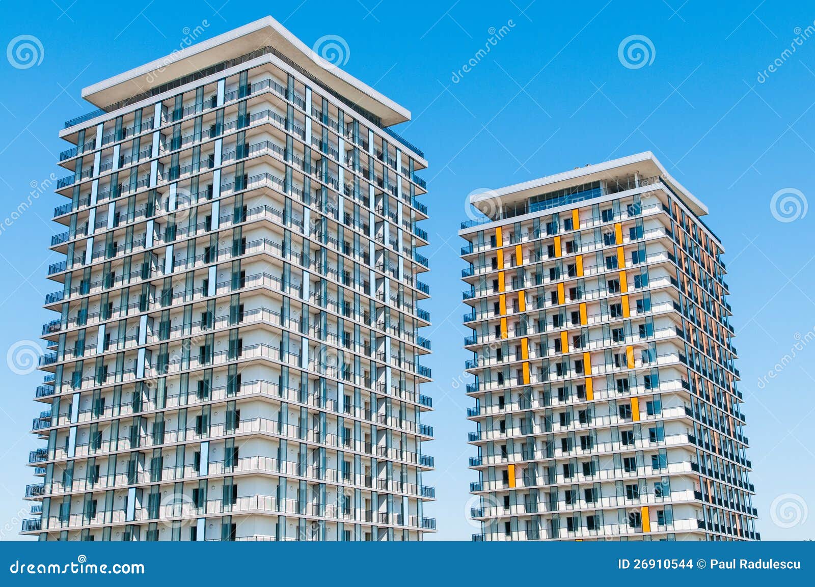 Modern Luxury Apartment Block Over Blue Sky Stock Photo - Image of ...