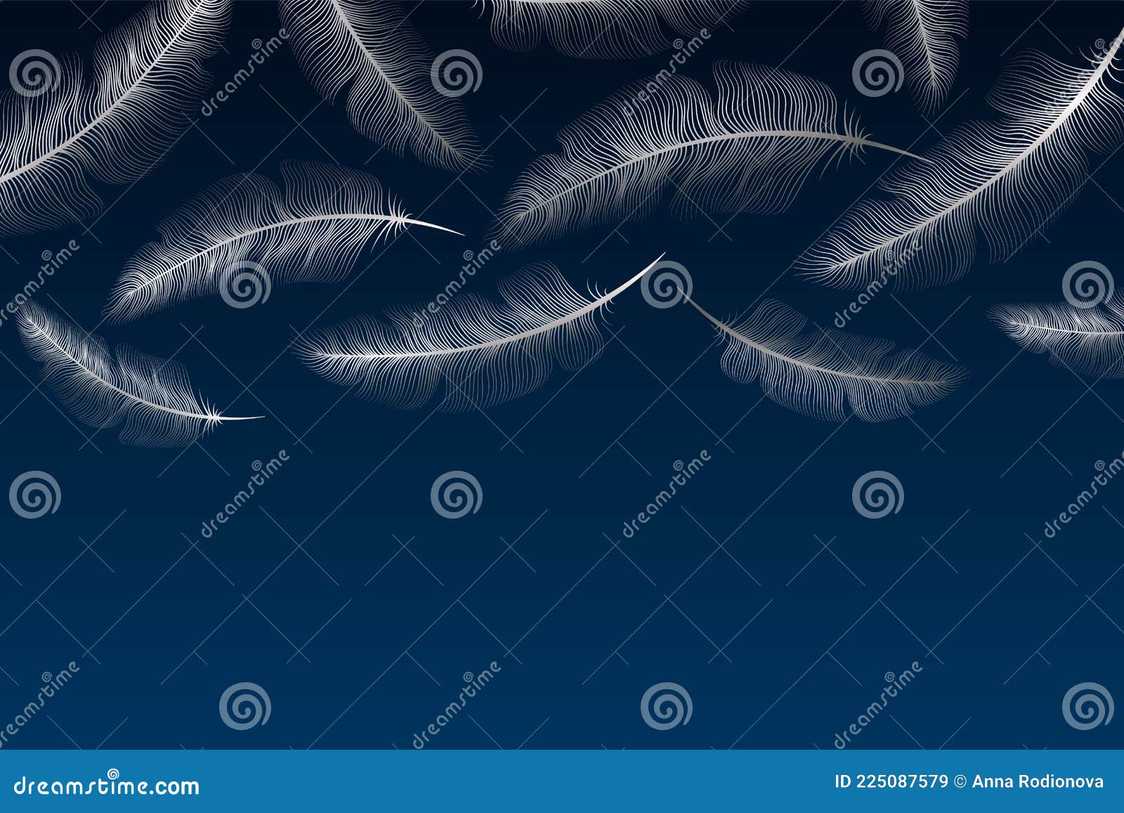 Blue Background with Silver Feathers Stock Vector - Illustration of ...