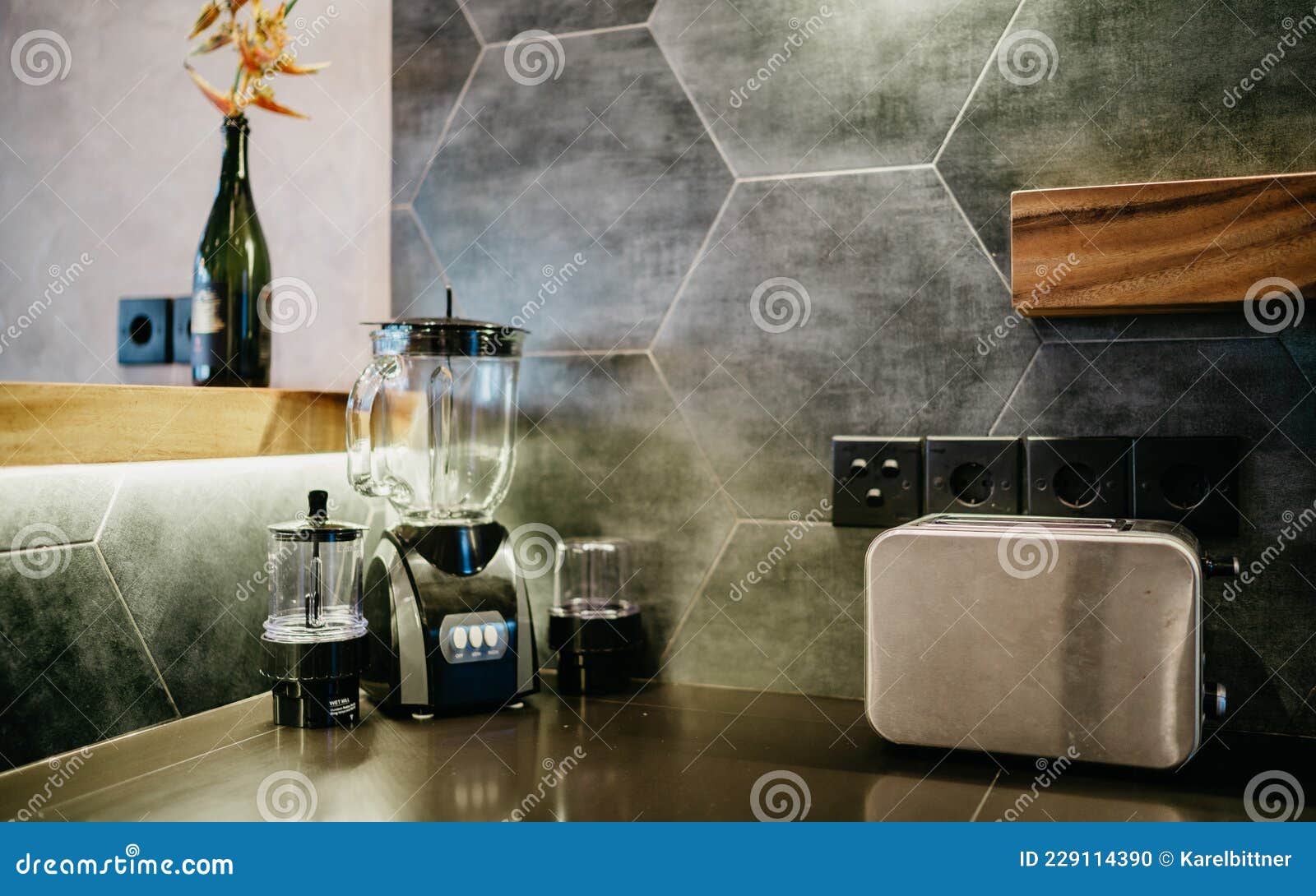 Modern Luxury Black and White Kitchen in High Tech Style Stock Photo ...