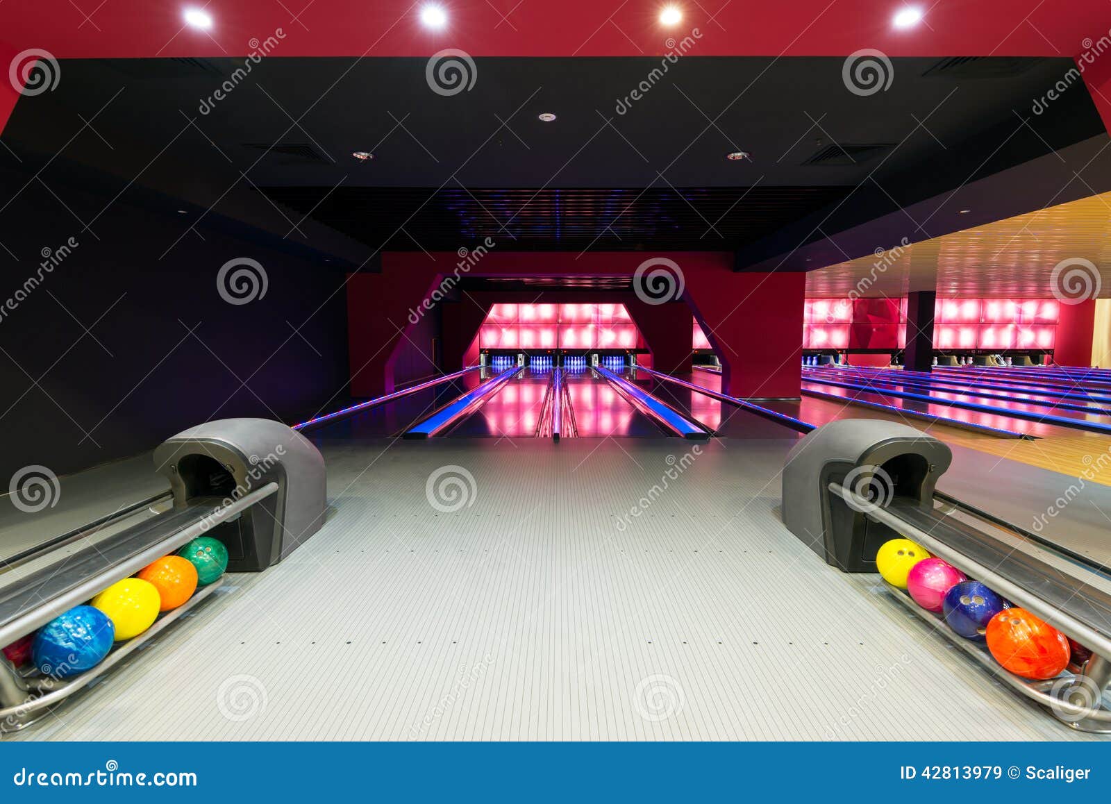 Modern luxury bowling stock image. Image of blue, interior - 42813979