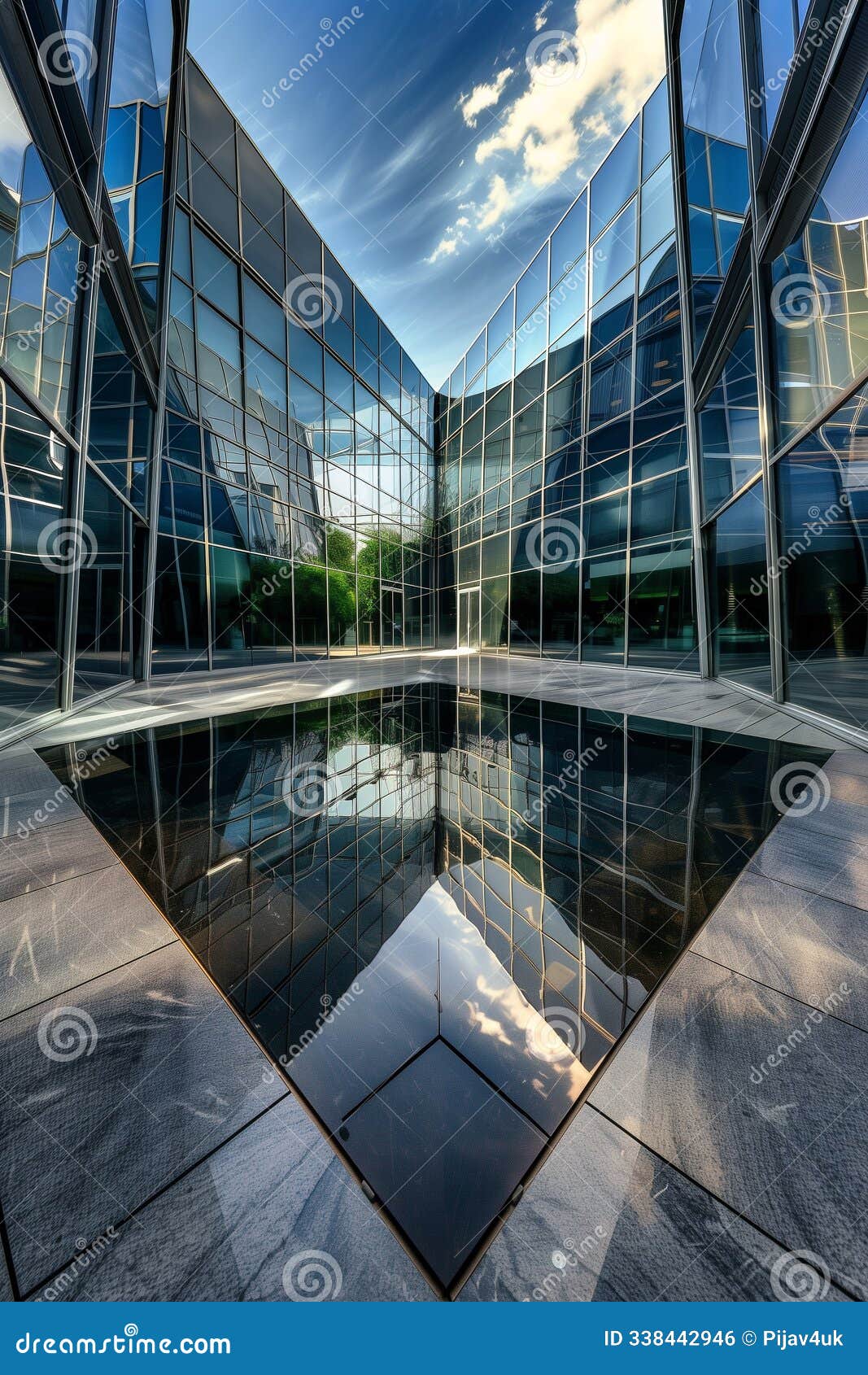 Modern Luxury Building Courtyard Featuring Triangle Architectural ...