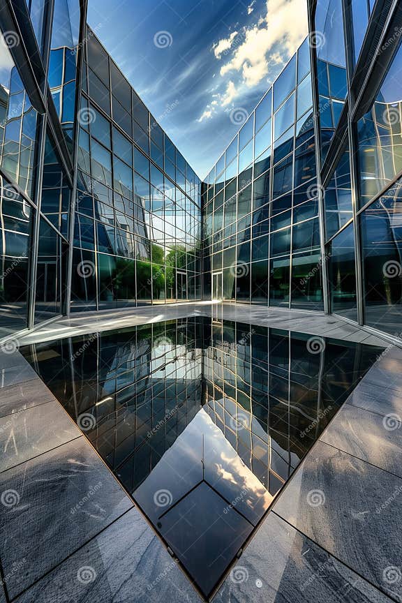 Modern Luxury Building Courtyard Featuring Triangle Architectural ...