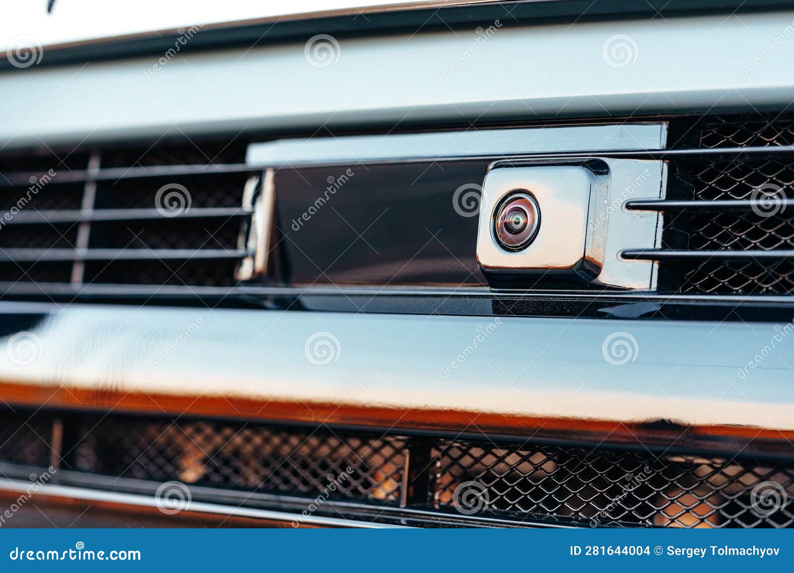 Modern Luxury Car Front View Camera Close Up Stock Photo - Image of ...