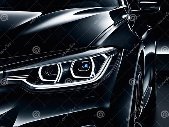 Modern Luxury Car Headlight Closeup. 3D Rendering Stock Illustration ...