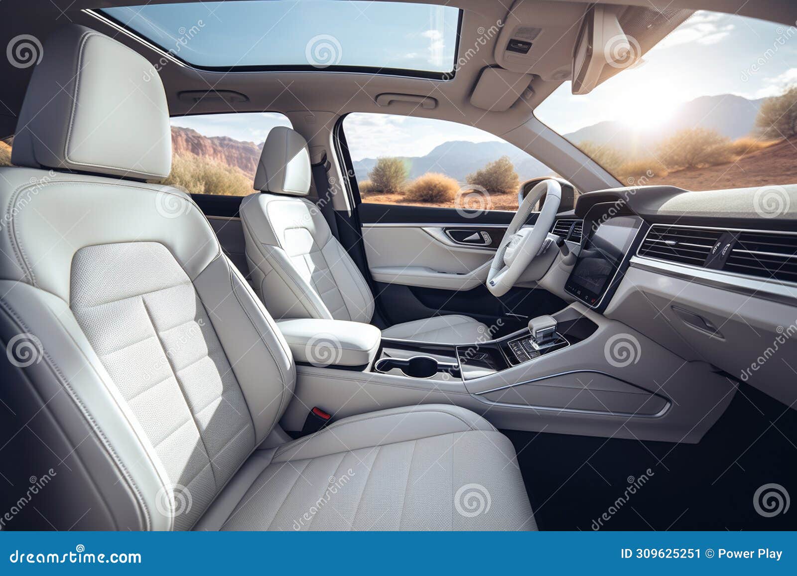 Modern Luxury Car Interior. Leather Seats. Car Detailing Stock ...
