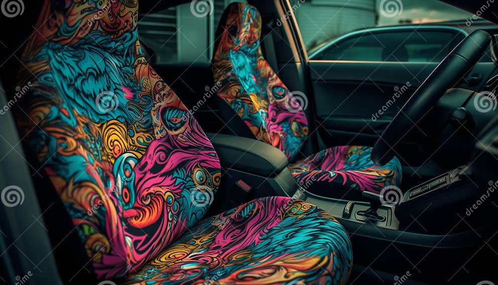 Modern Luxury Car Seat Design with Vibrant Multi Colored Pattern ...