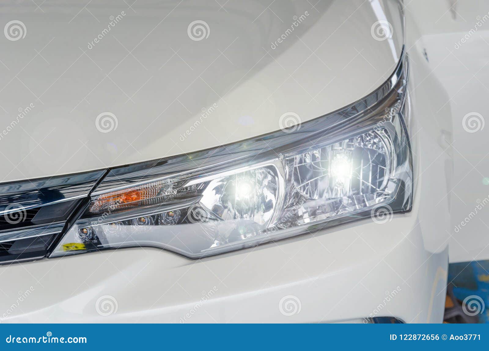 Car white headlight stock photo. Image of lamp, black - 122872656