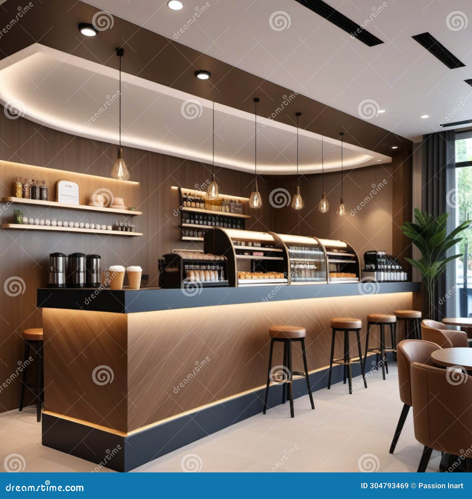 Modern and Luxury Design of Cafe Counter Stock Illustration ...