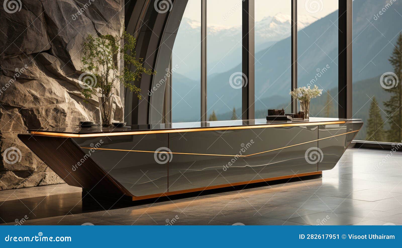 Modern Luxury Hotel Reception Counter Desk Stock Illustration ...