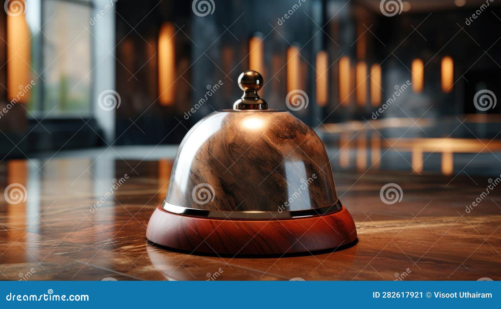 Modern Luxury Hotel Reception Counter Desk with Bell Stock Illustration ...