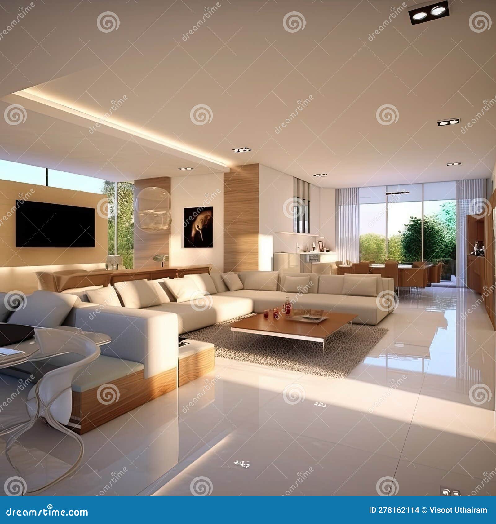Modern Luxury Interior Background with Panoramic Windows,Design Living ...