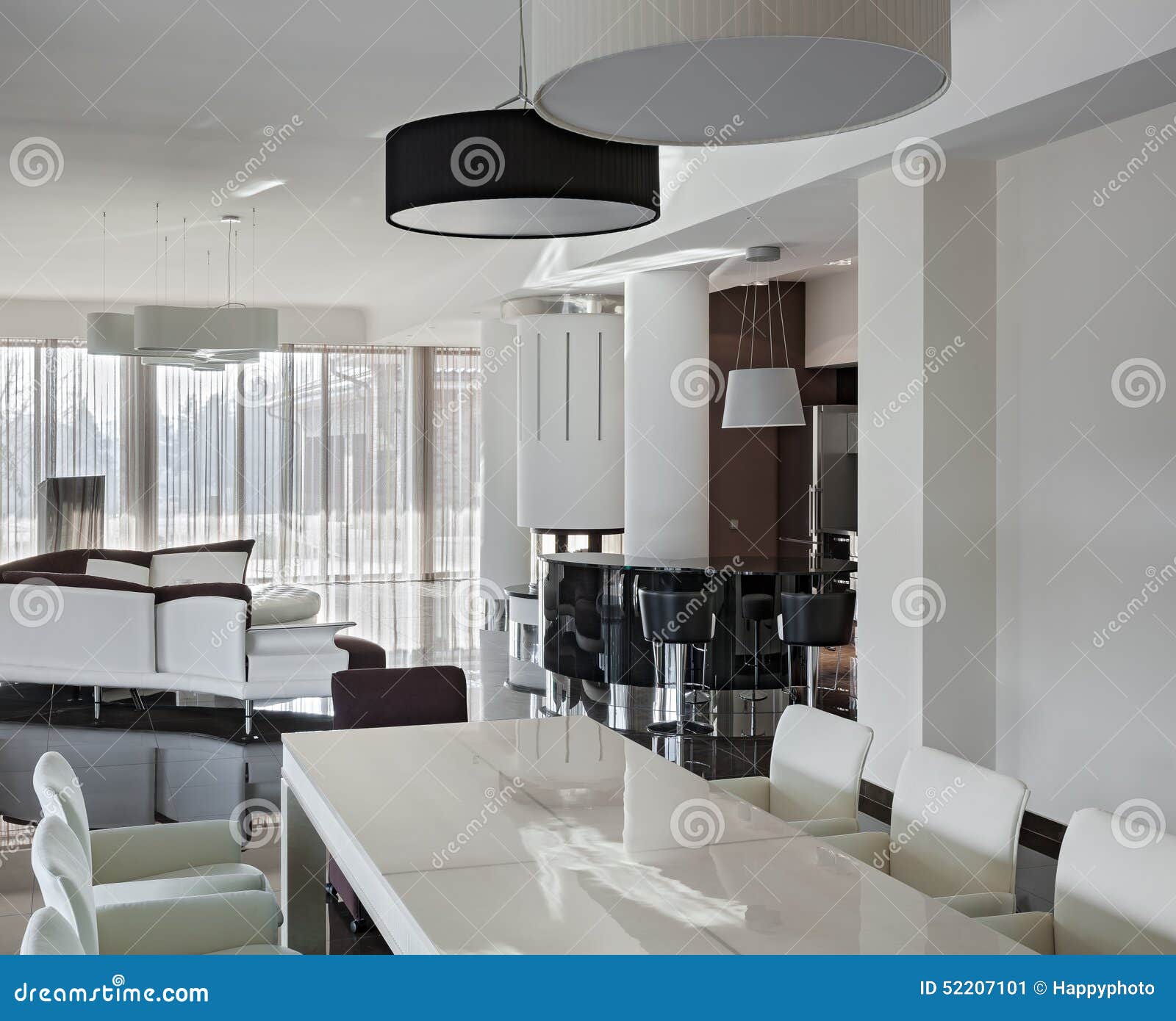 Modern Luxury Interior in Daylight Stock Image - Image of lamp ...