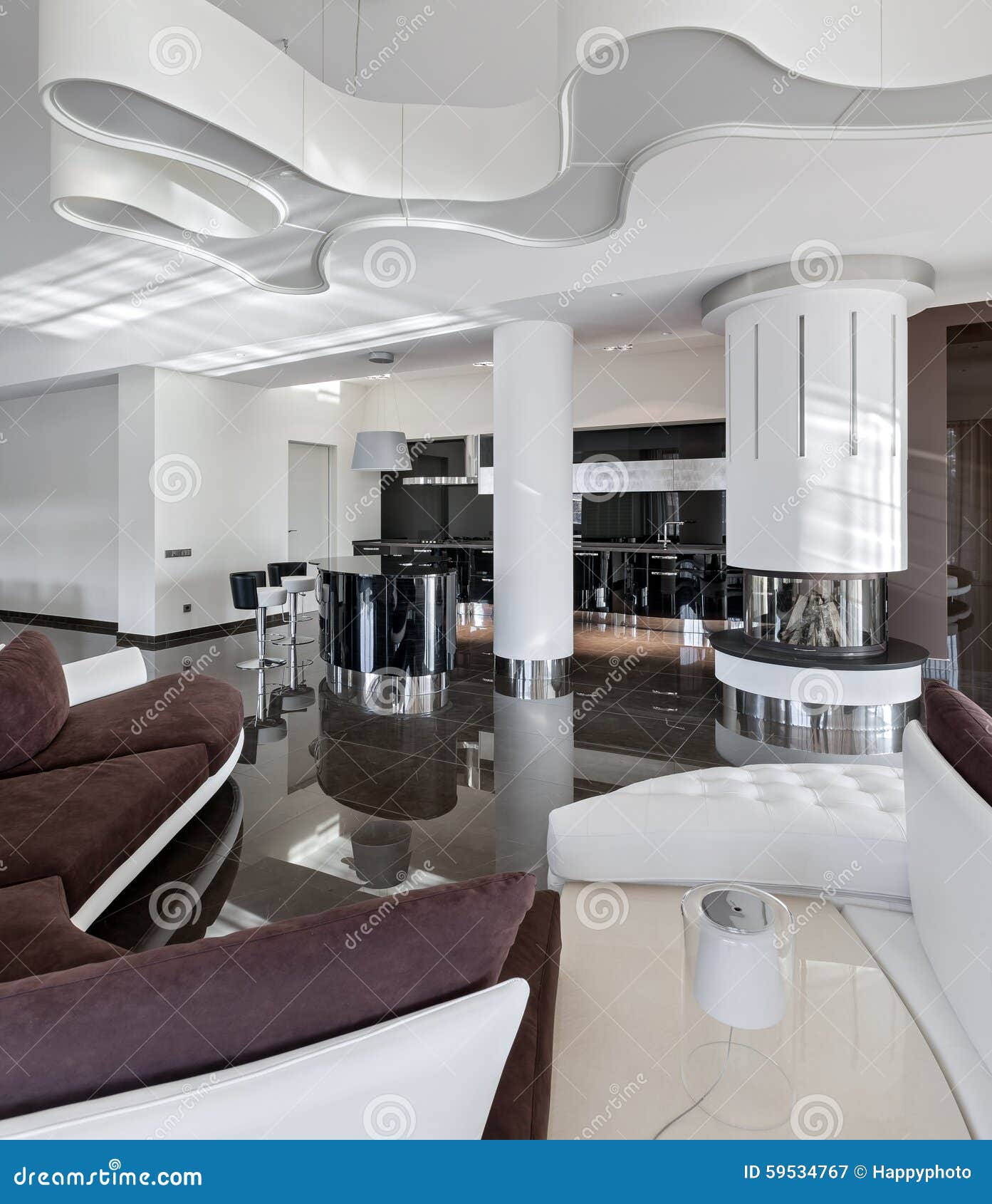 Modern Luxury Interior in Daylight Stock Image - Image of furniture ...