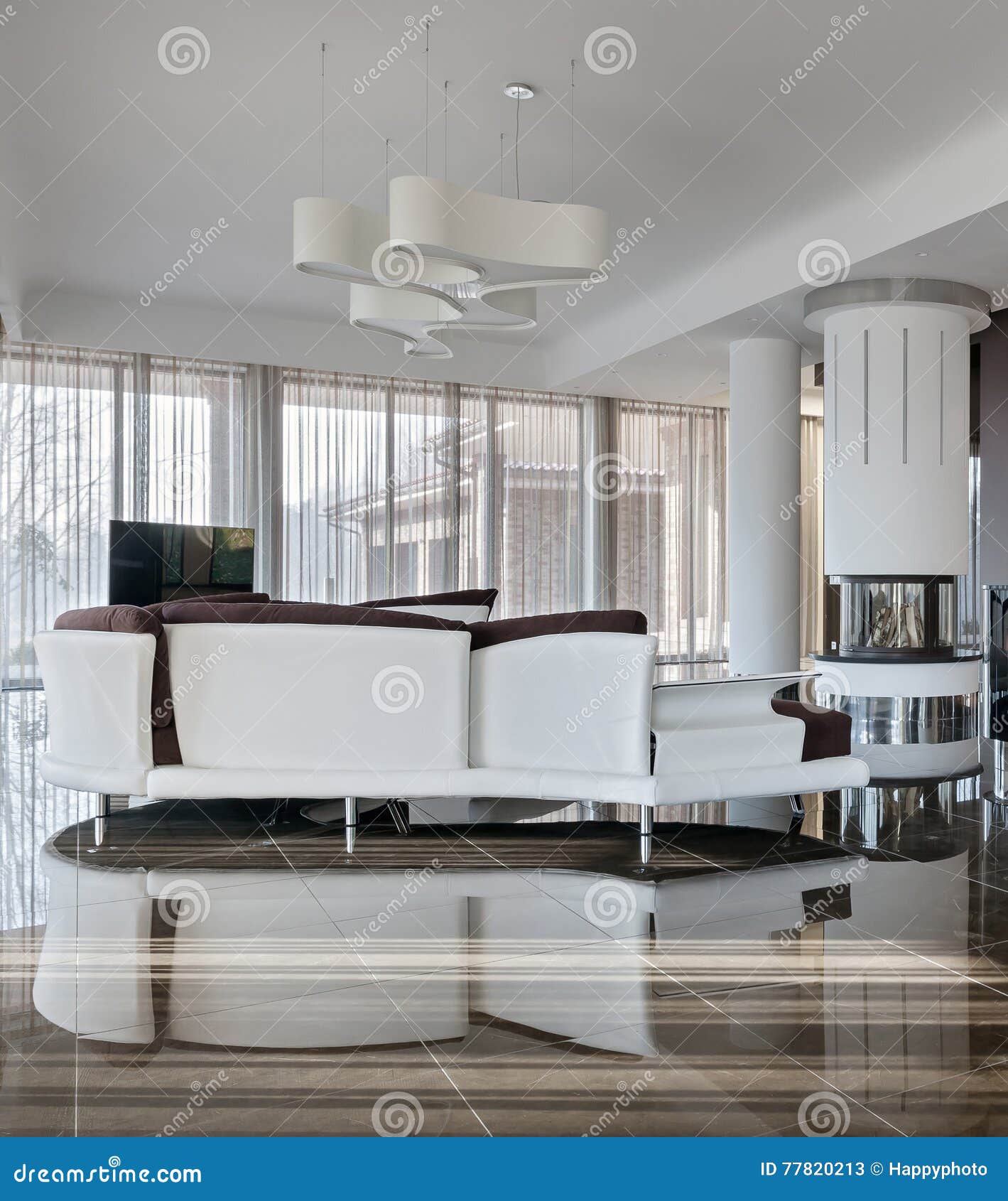 Modern Luxury Interior in Daylight Stock Image - Image of column ...