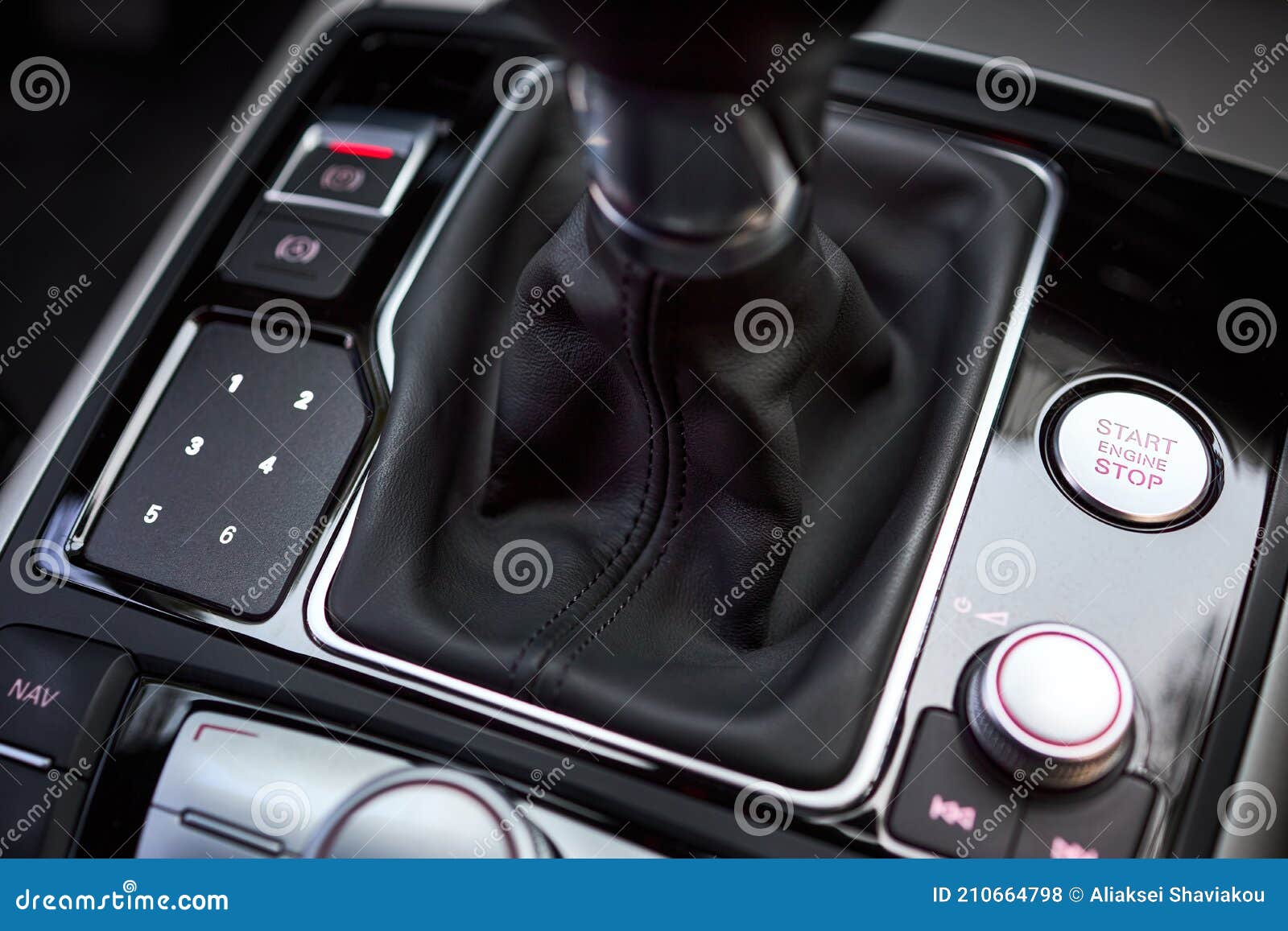 Modern Luxury Interior Engine Start Stop Button Shift Gear Of Manual ...