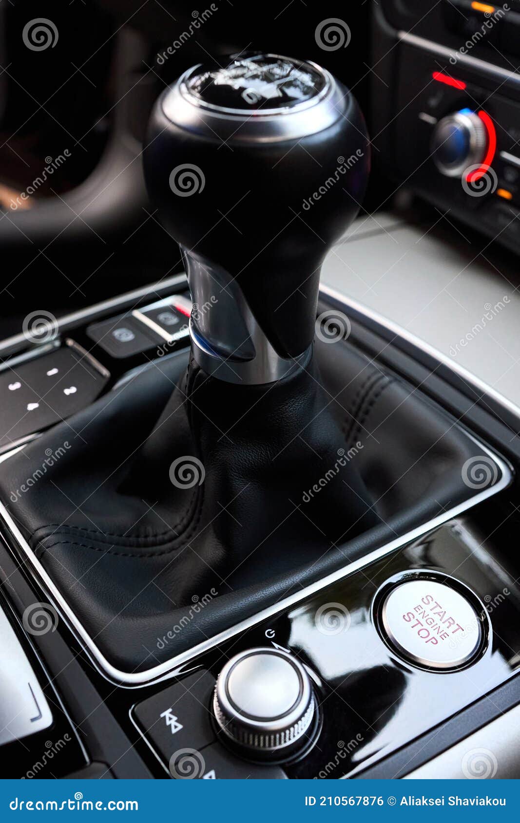 Modern Luxury Interior Start Stop Engine Button Shift Gear of Manual ...