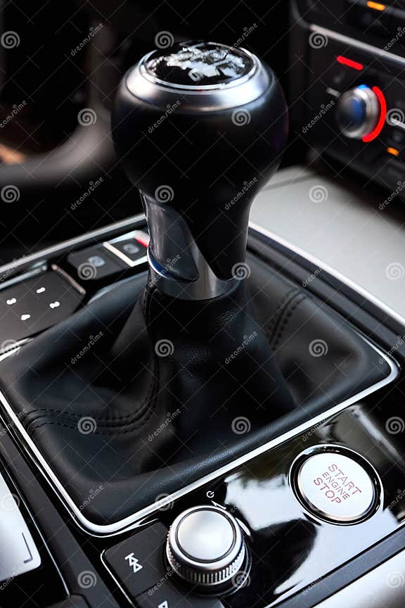 Modern Luxury Interior Start Stop Engine Button Shift Gear of Manual ...