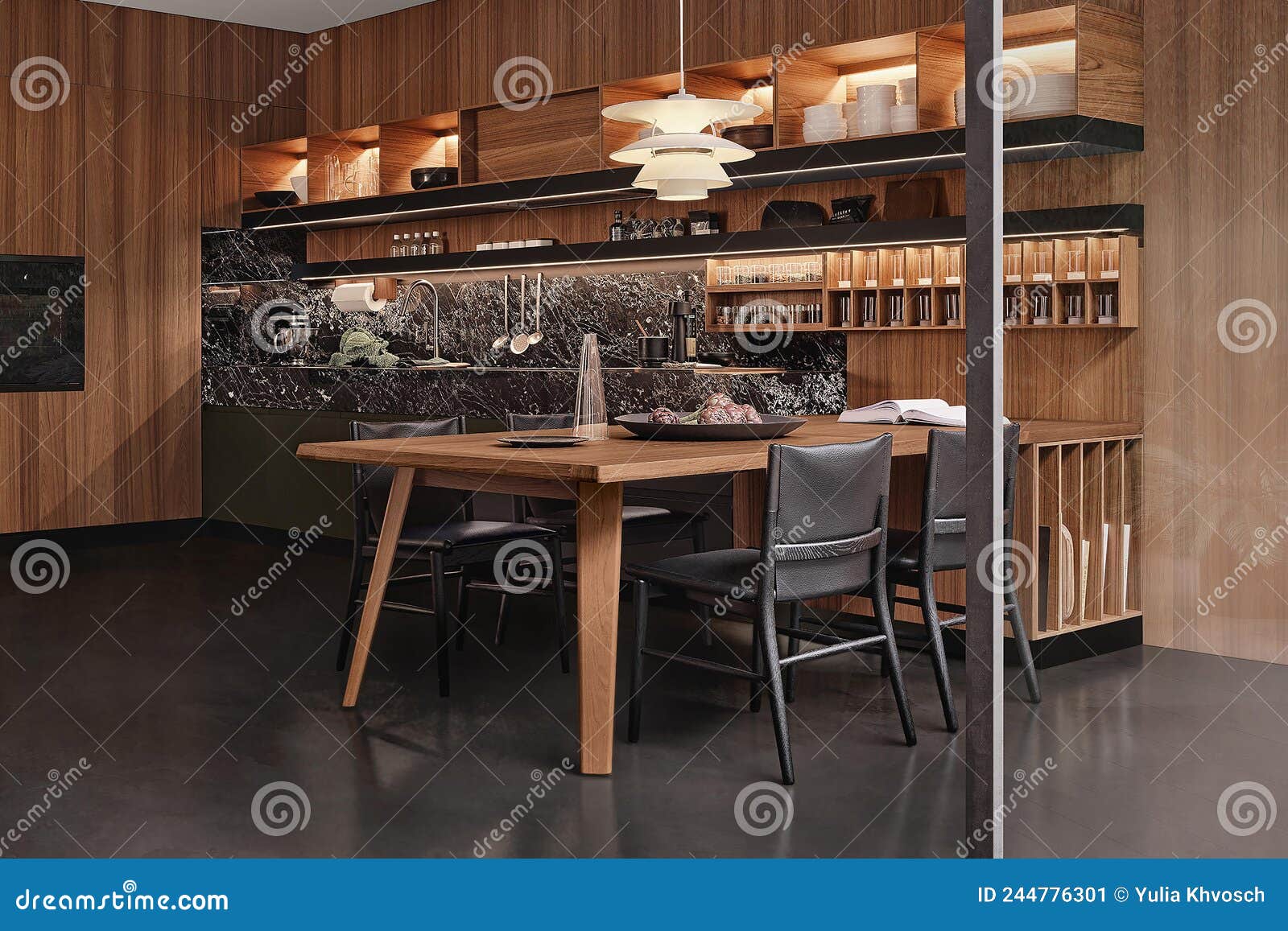 Modern Luxury Kitchen Interior Design in Minimal Style. Stock Image ...