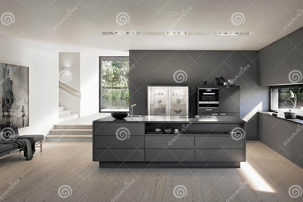 Modern Luxury Kithcen Interior in Minimal Style. Stock Illustration ...