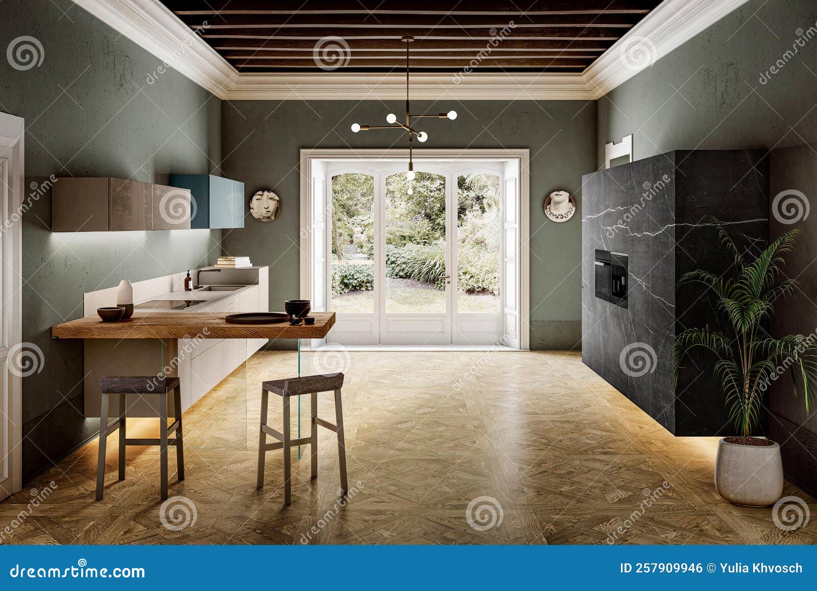 Modern Luxury Kithcen Interior in Minimal Style. Stock Illustration ...