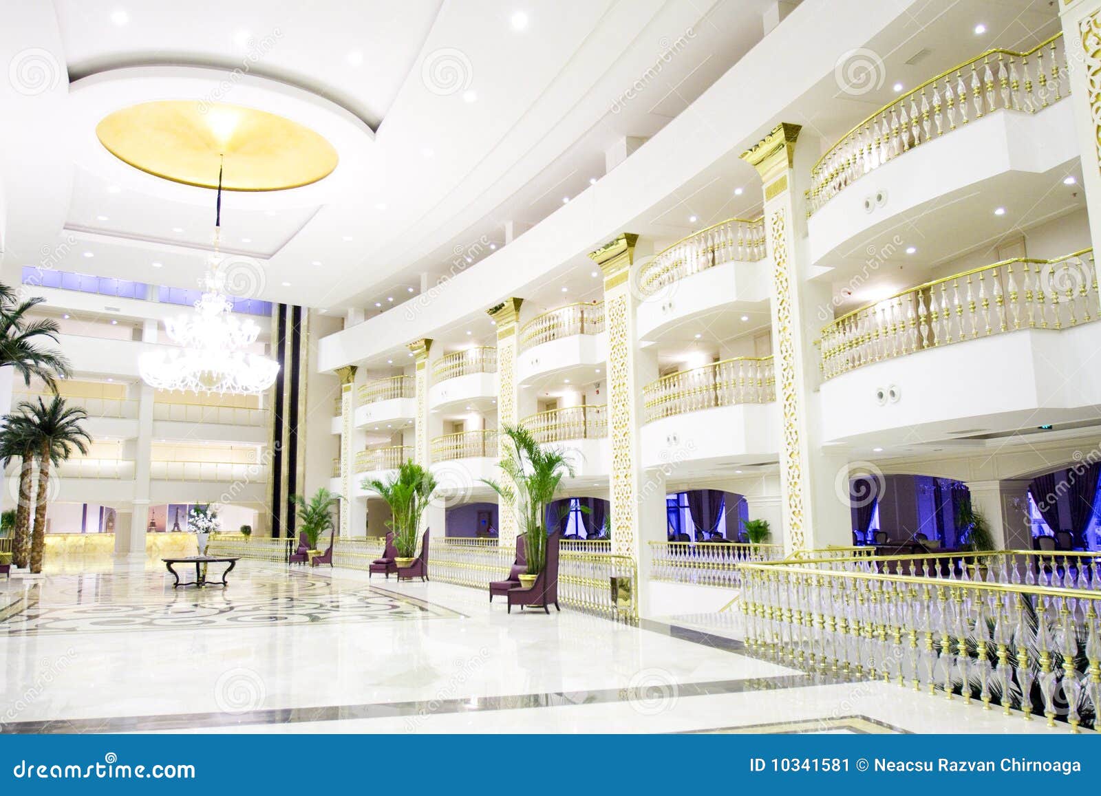 Modern Luxury Lobby Interior in Hotel Stock Image - Image of light ...