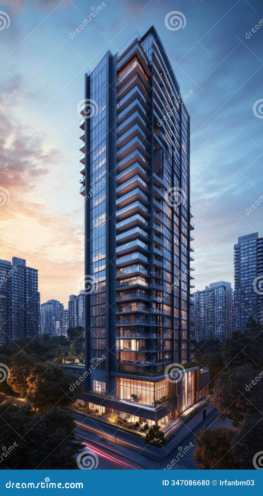 Modern Luxury Tower in the City, a Contemporary Skyscraper Design Stock ...